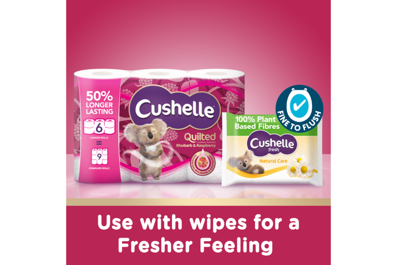 Cushelle Quilted Raspberry & Rhubarb 50% Longer Lasting Toilet Tissue ...