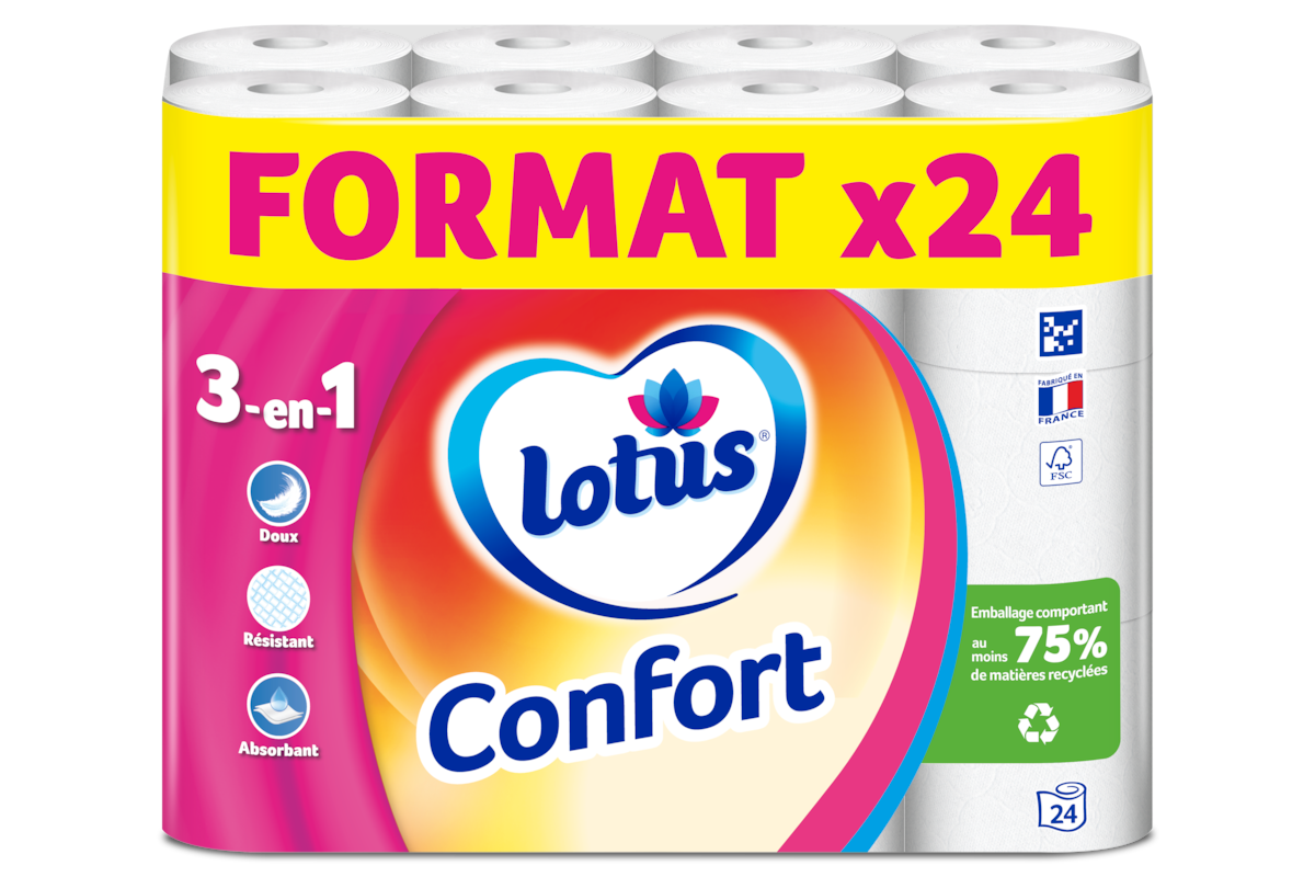 Lotus Papier Toilette Confort 3-en-1 Blanc - Lotus