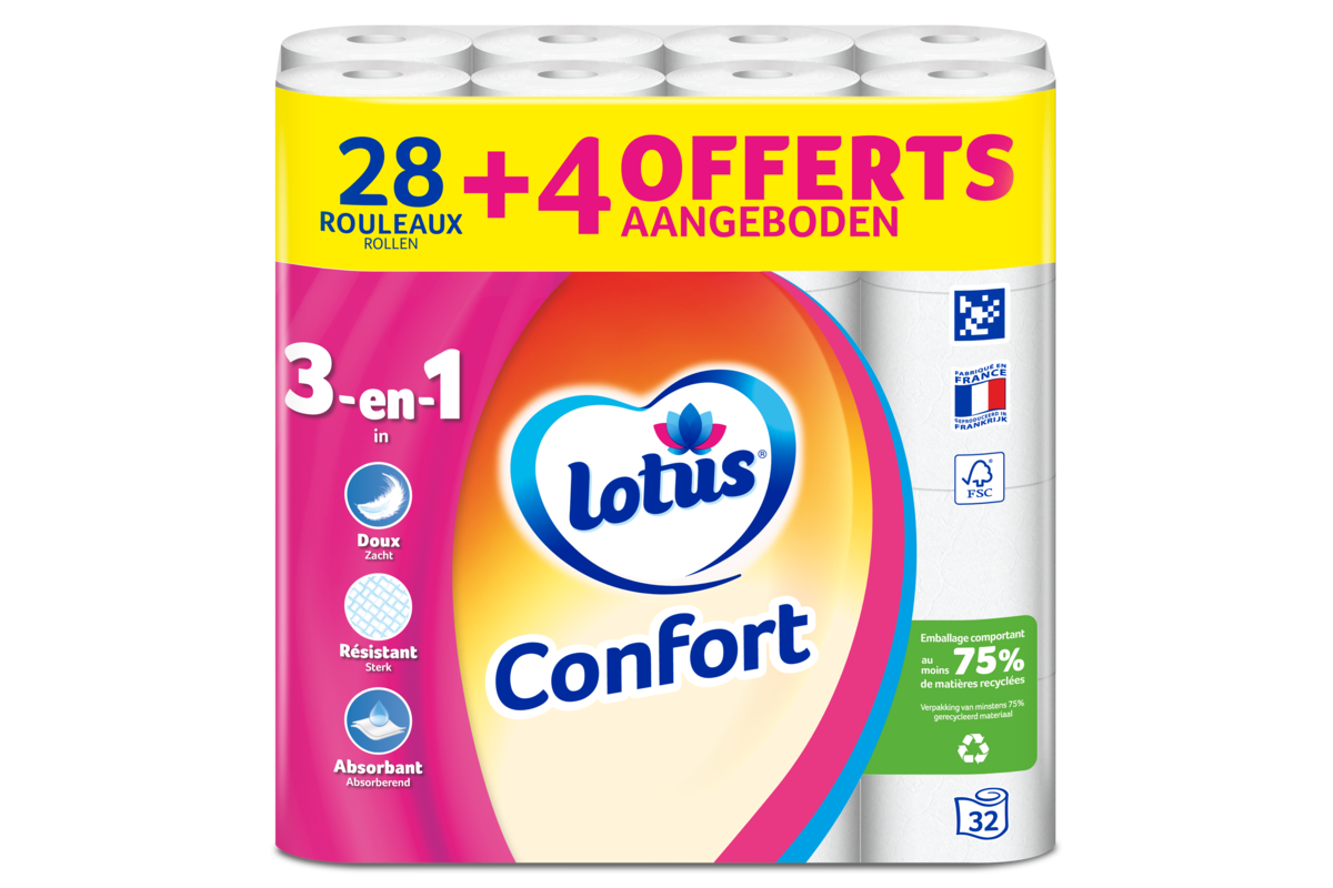 Lotus Papier Toilette Confort 3-en-1 Blanc - Lotus